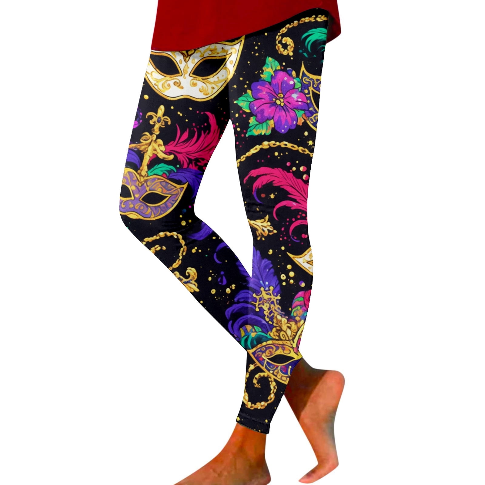 Arlun Ball Masks Printed Womens Leggings for Mardi Gras Butt Lifting ...
