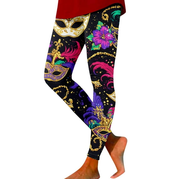 Arlun Ball Masks Printed Womens Leggings for Mardi Gras Butt Lifting ...