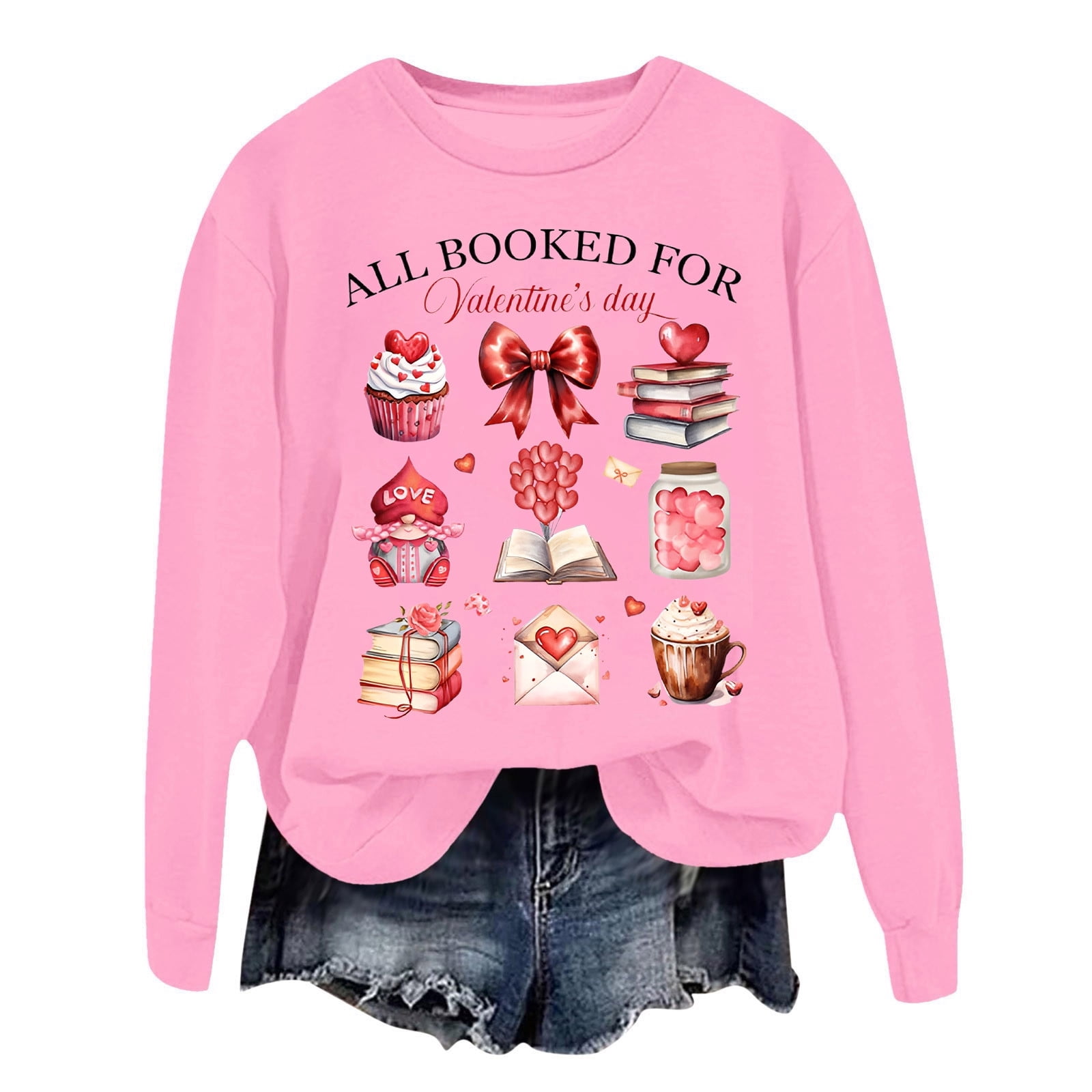Arlun All Booked for Valentine's Day Sweatshirts Women Book Lover Gift ...