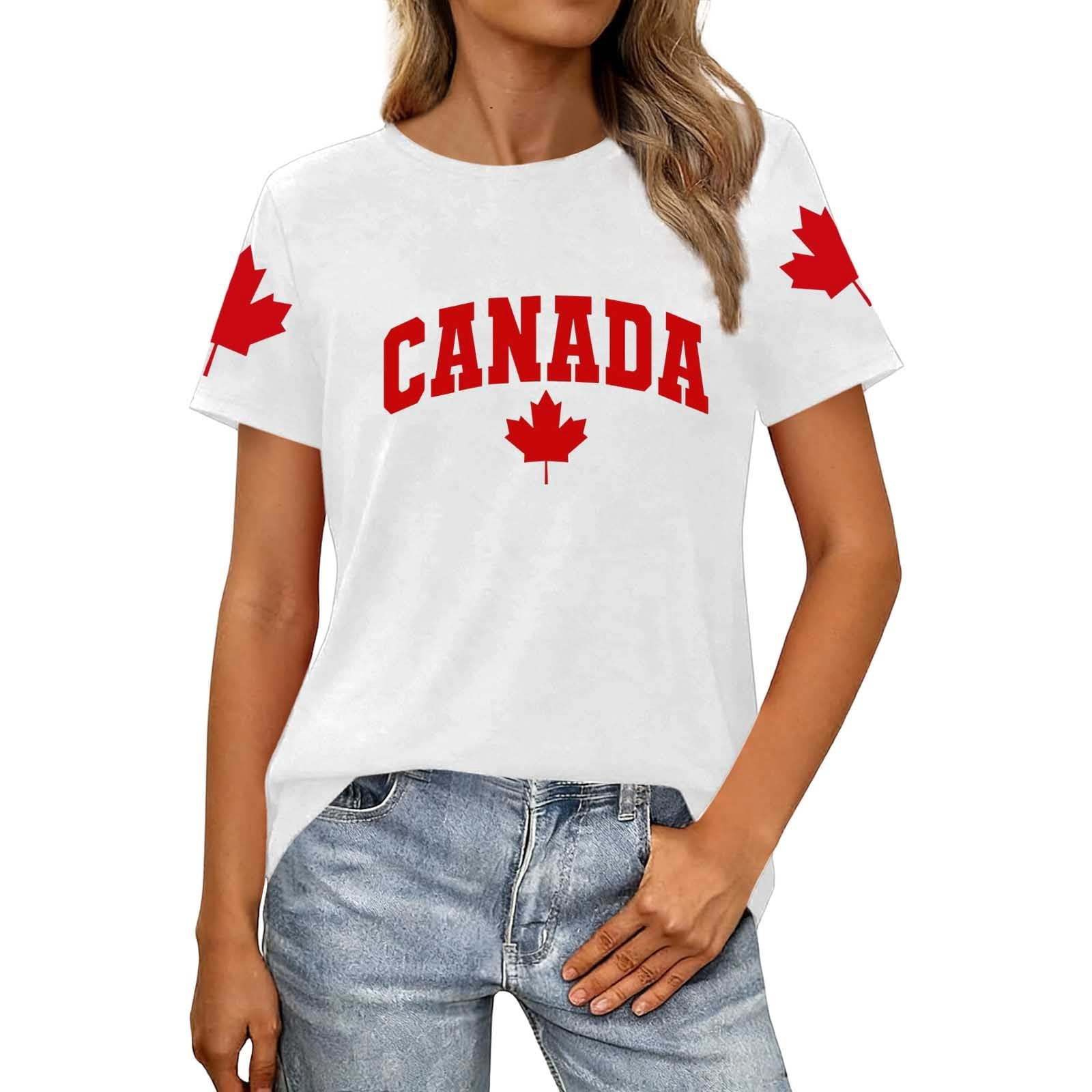 Arlun Canadian Flag T-Shirts for Women Vintage Canada Letter Graphic ...