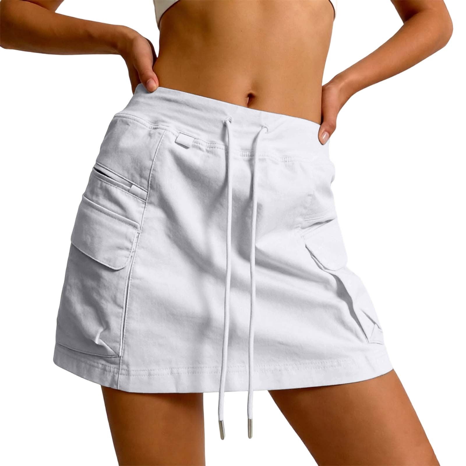 Arlun Cargo Skorts for Women with Pockets Drawstring High Waist ...
