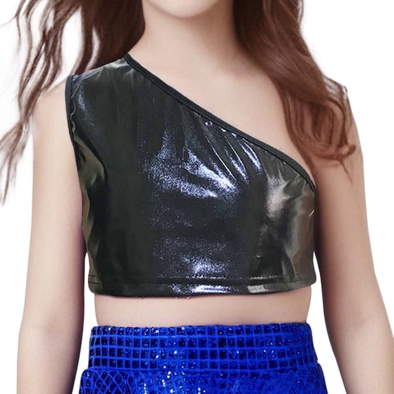 Arlun Children's Fashion Show Tops Girls off the Shoulder Shiny Stretch ...