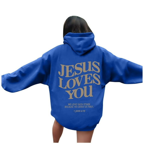 Arlun Christian Hoodies for Women Bible Verse Jesus Loves You Graphic ...