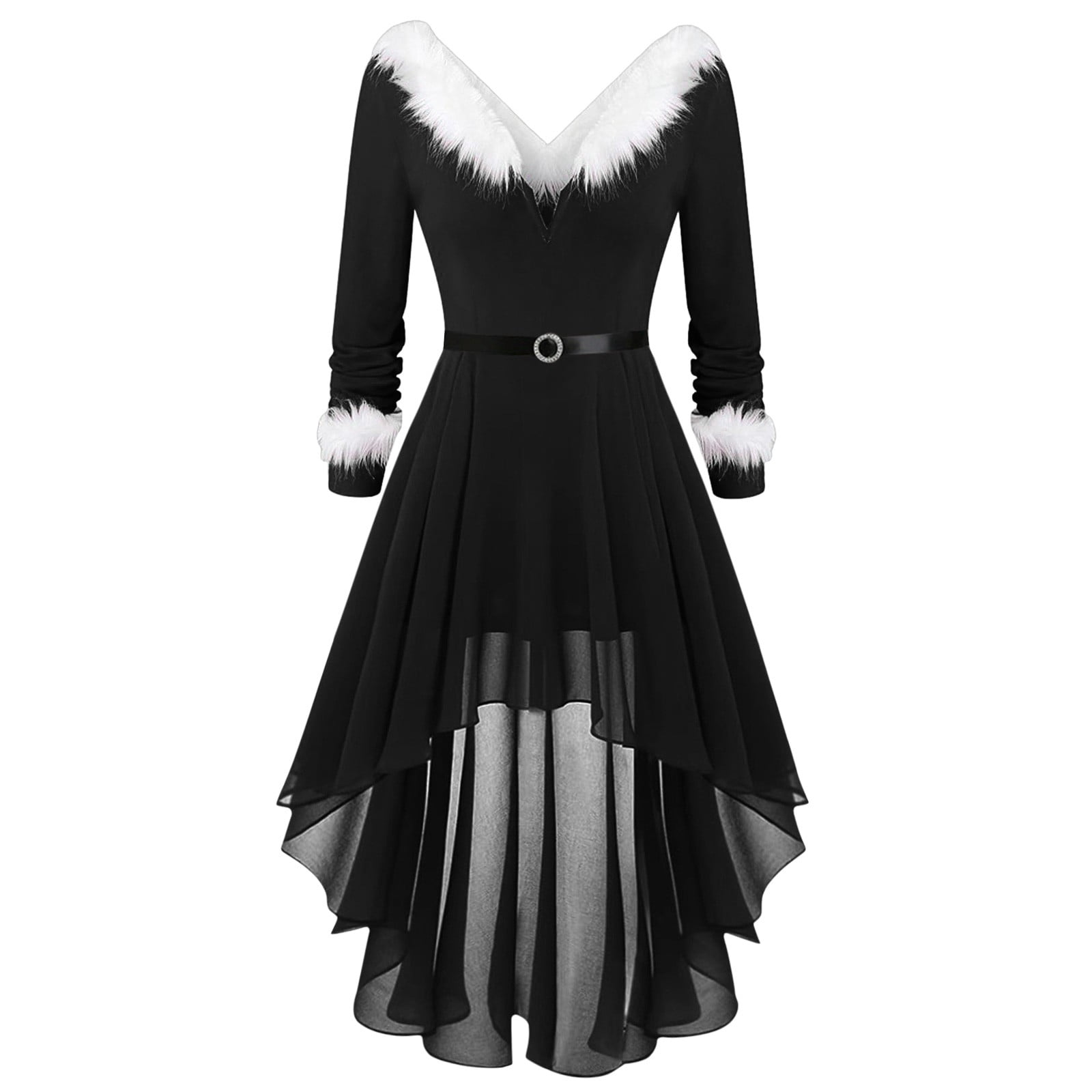 Arlun Christmas Cocktail Dresses for Women Plus Size Long Sleeve Furry ...