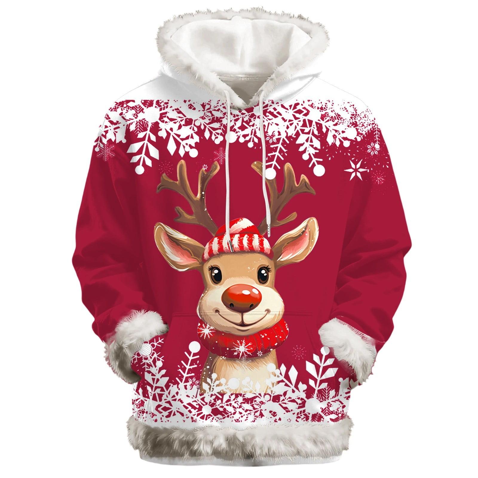 Arlun Christmas Fleece Hoodies for Women Funny Snowman/Reindeer/Red ...