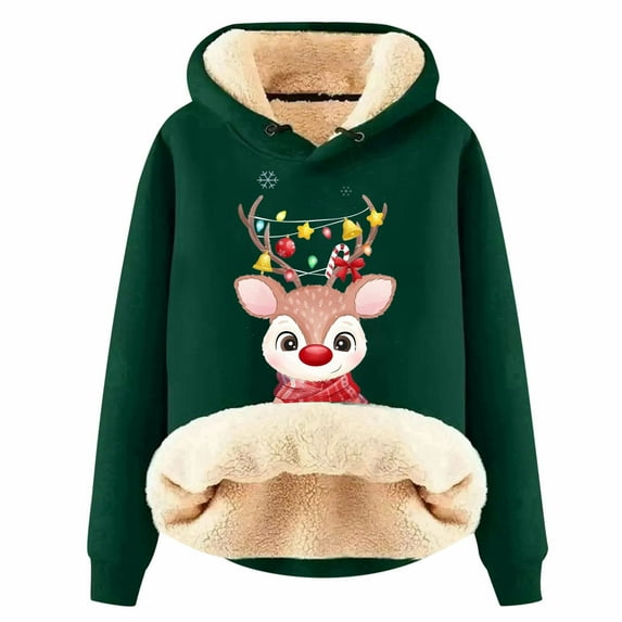 Arlun Christmas Hoodies for Women Winter Fleece Sherpa Line Long Sleeve ...