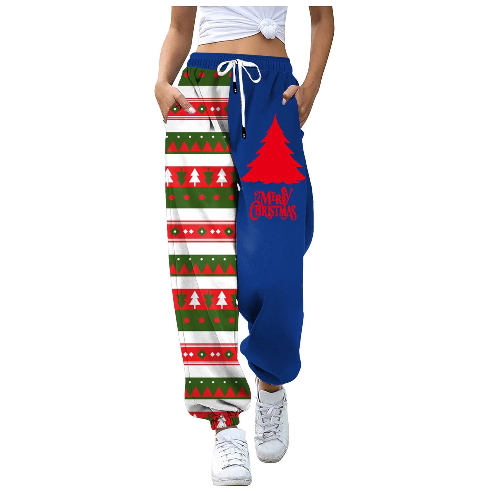 Arlun Christmas Striped Track Pants Women High Waisted Baggy Cinch ...