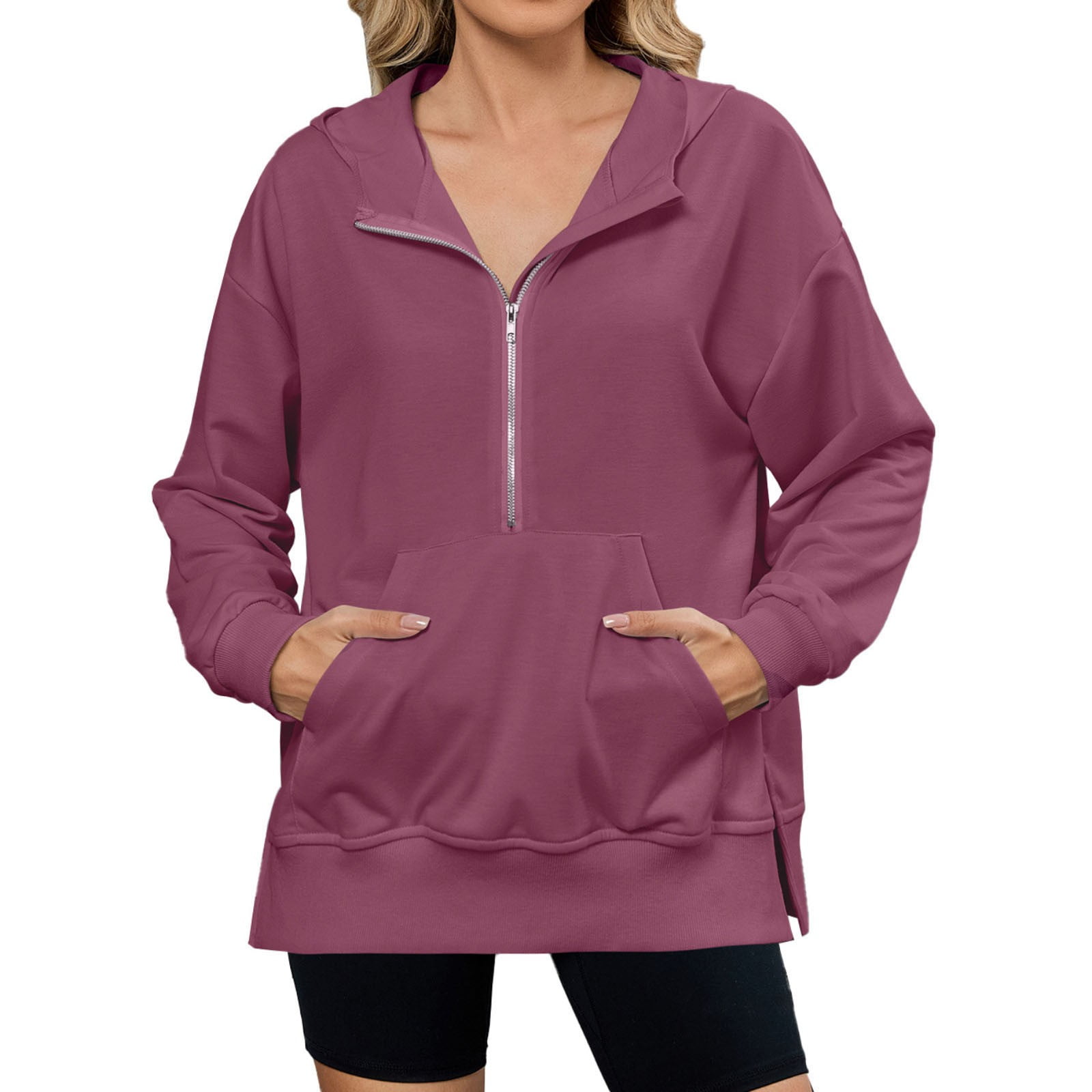 Arlun Clearance ,Plus Size Half Zipper Hoodies for Women Fashion Sides ...