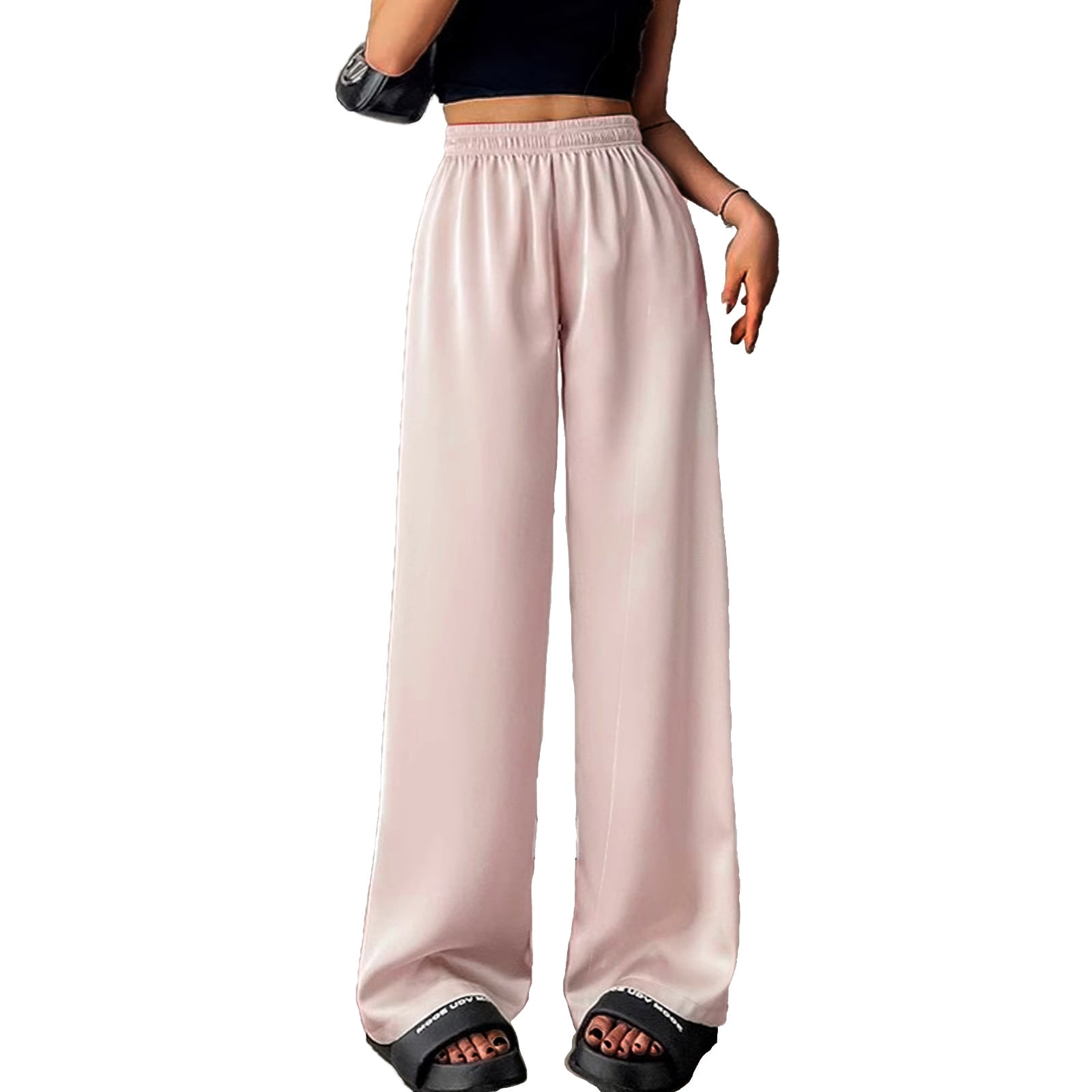 Arlun Clearance ,Women's High Waist Wide Leg Pants Plus Size Elastic ...