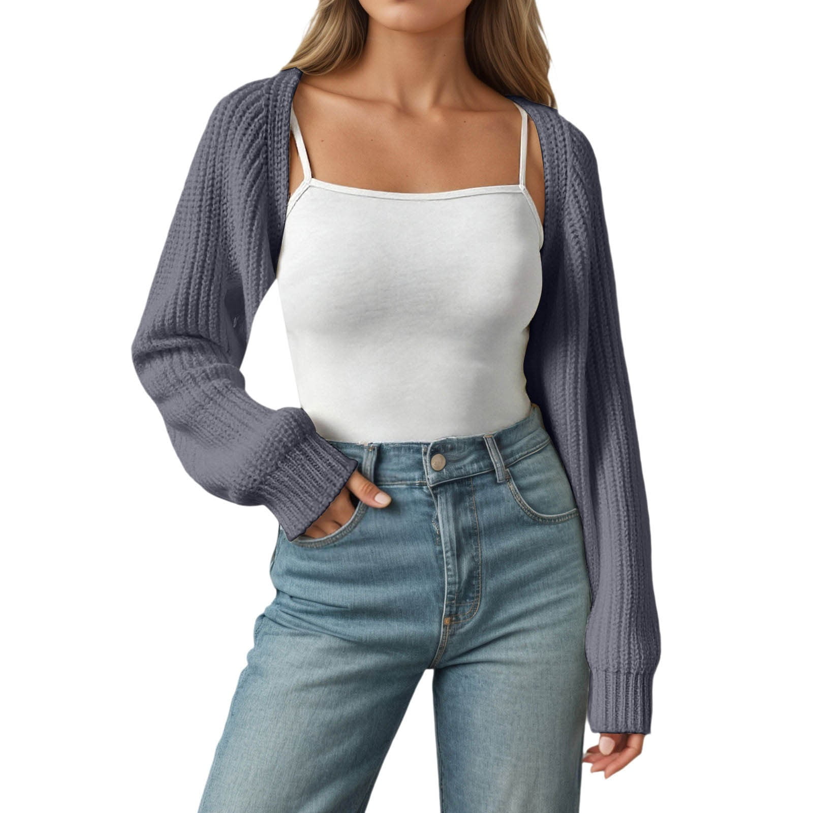 Arlun Cropped Cardigan Sweaters for Women Lightweight Knit Open Front ...