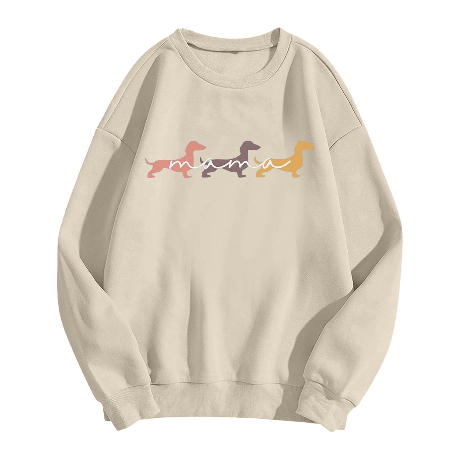 Arlun Cute Dachshund Mama Sweatshirts Womens Casual Graphic Printed ...