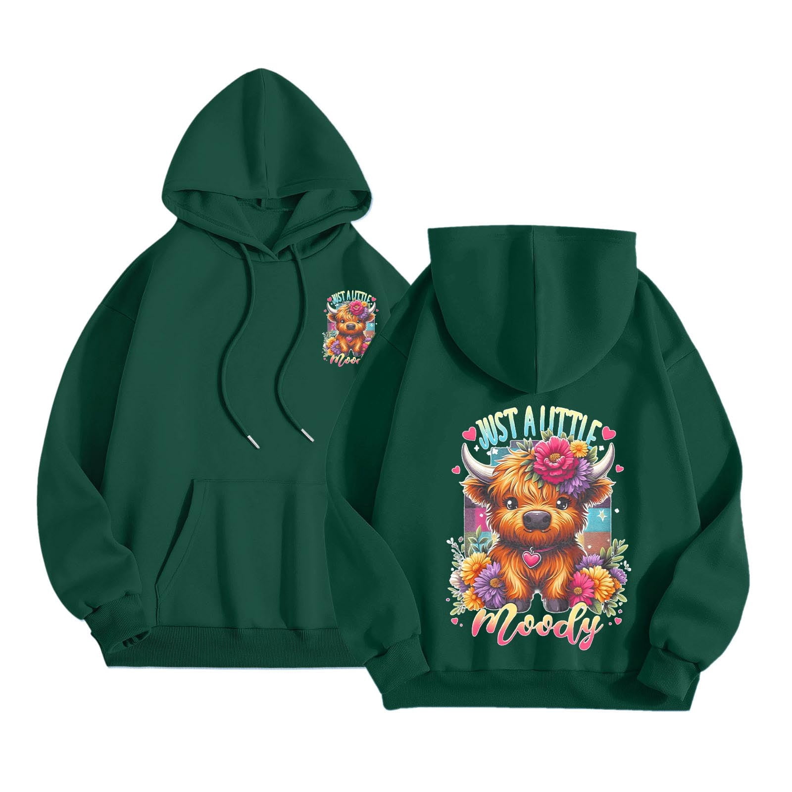 Arlun Cute Highland Cow Hoodies Sweatshirt for Women Funny Letter ...