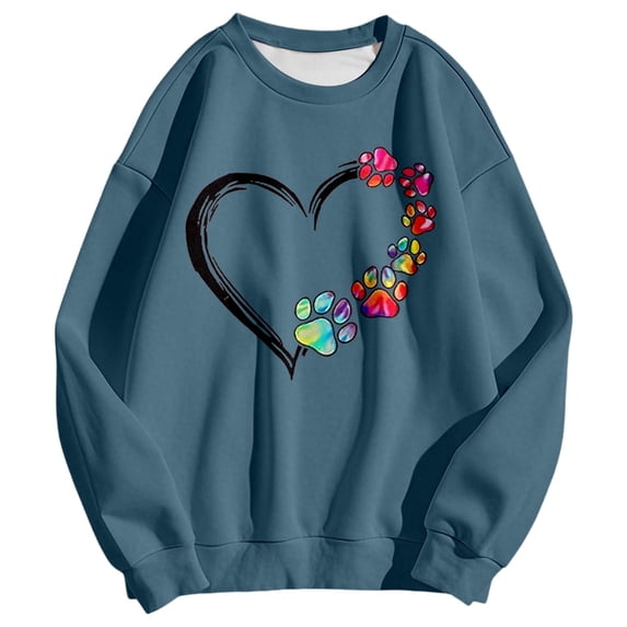 Arlun Dog Mom Sweatshirts for Women Trendy Heart Dog Paw Printed Color ...