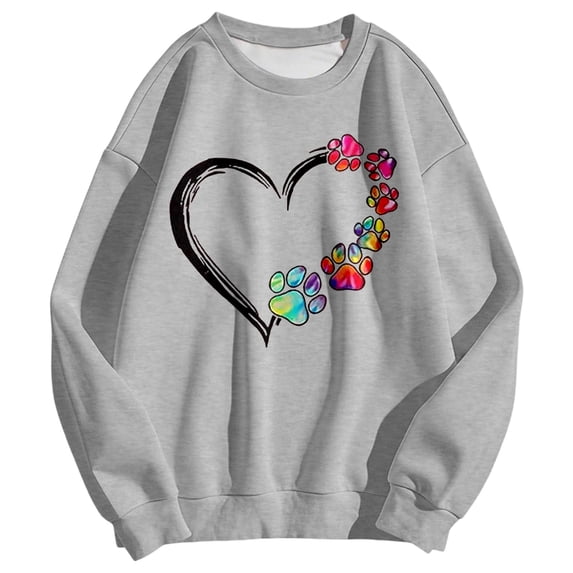 Arlun Dog Mom Sweatshirts for Women Trendy Heart Dog Paw Printed Color ...
