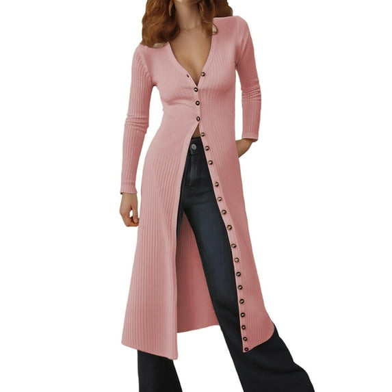 Arlun Elegant Long Cardigans Sweater for Women Knit Button down Plain V ...