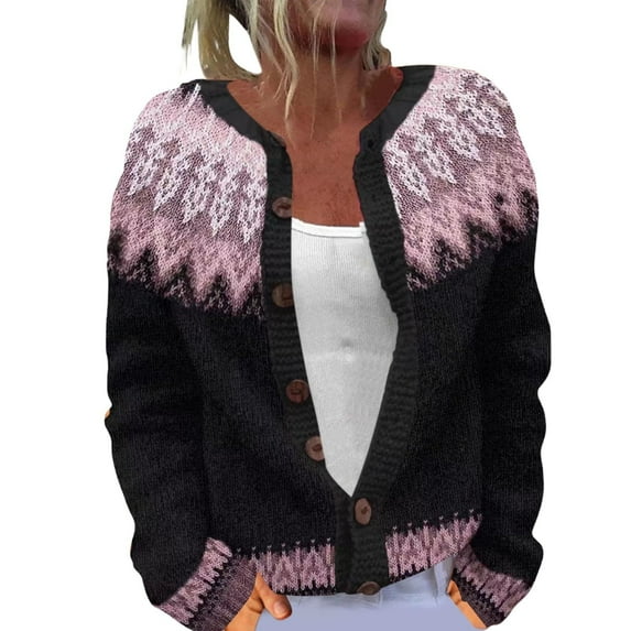 Arlun Fair Isle Sweater Cardigans for Women 2025 Winter Ethnic Vintage ...