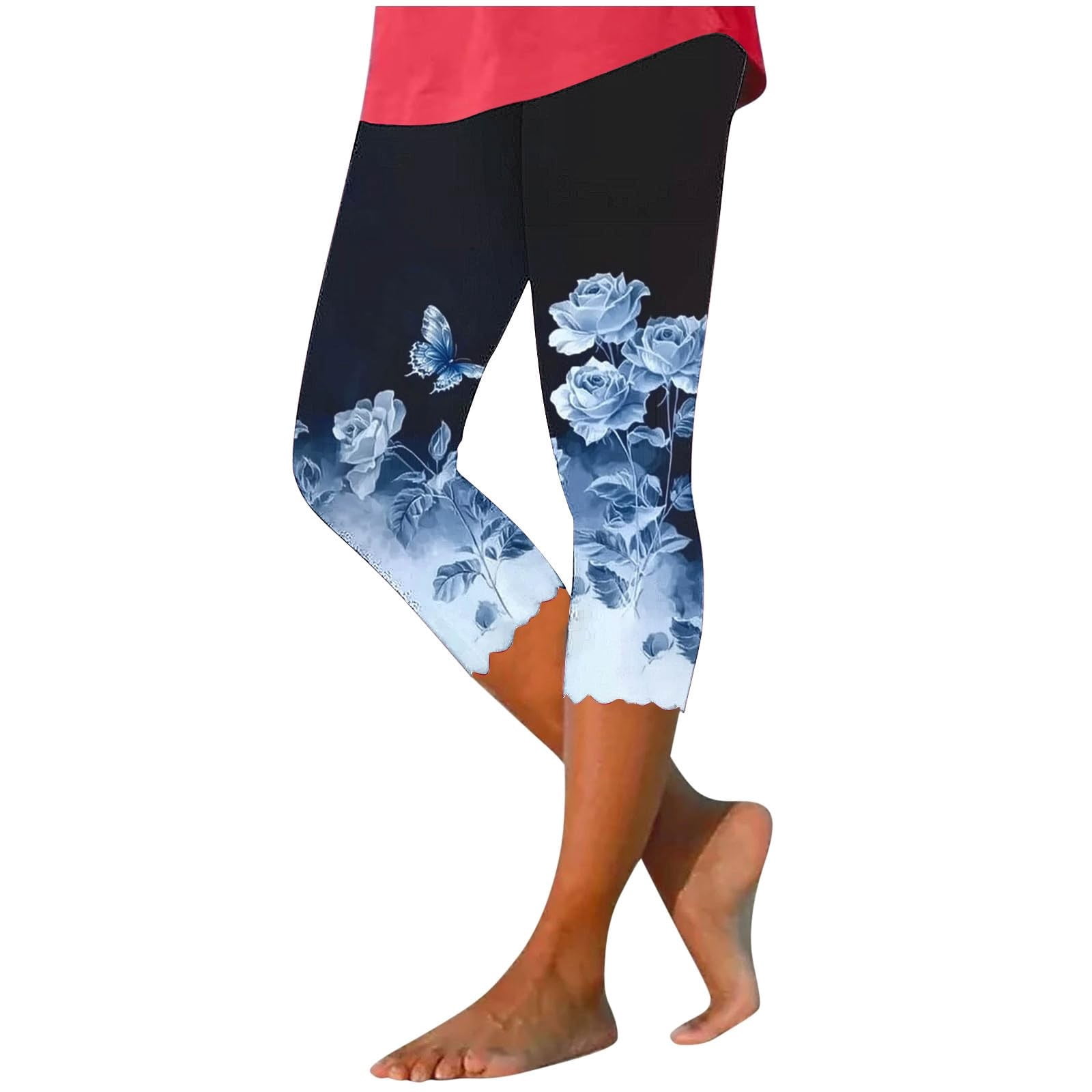 Arlun Fashion Flower/Leopard Print/Stripe Print Capris Leggings for ...