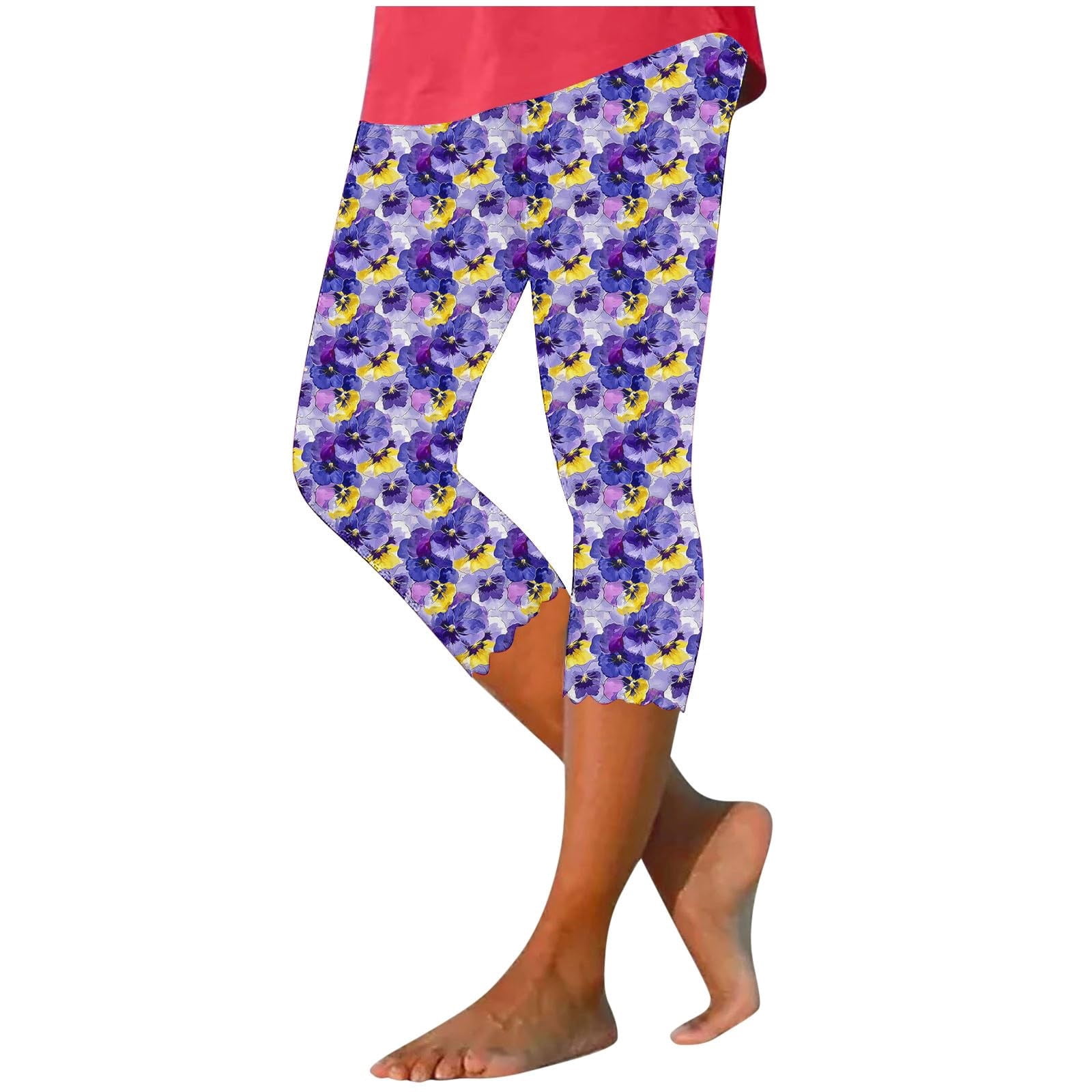 Arlun Fashion Flower/Leopard Print/Stripe Print Capris Leggings for ...
