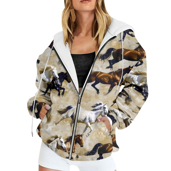 Arlun Full Zip up Hoodies for Women Trendy Colorful Graphic Print ...