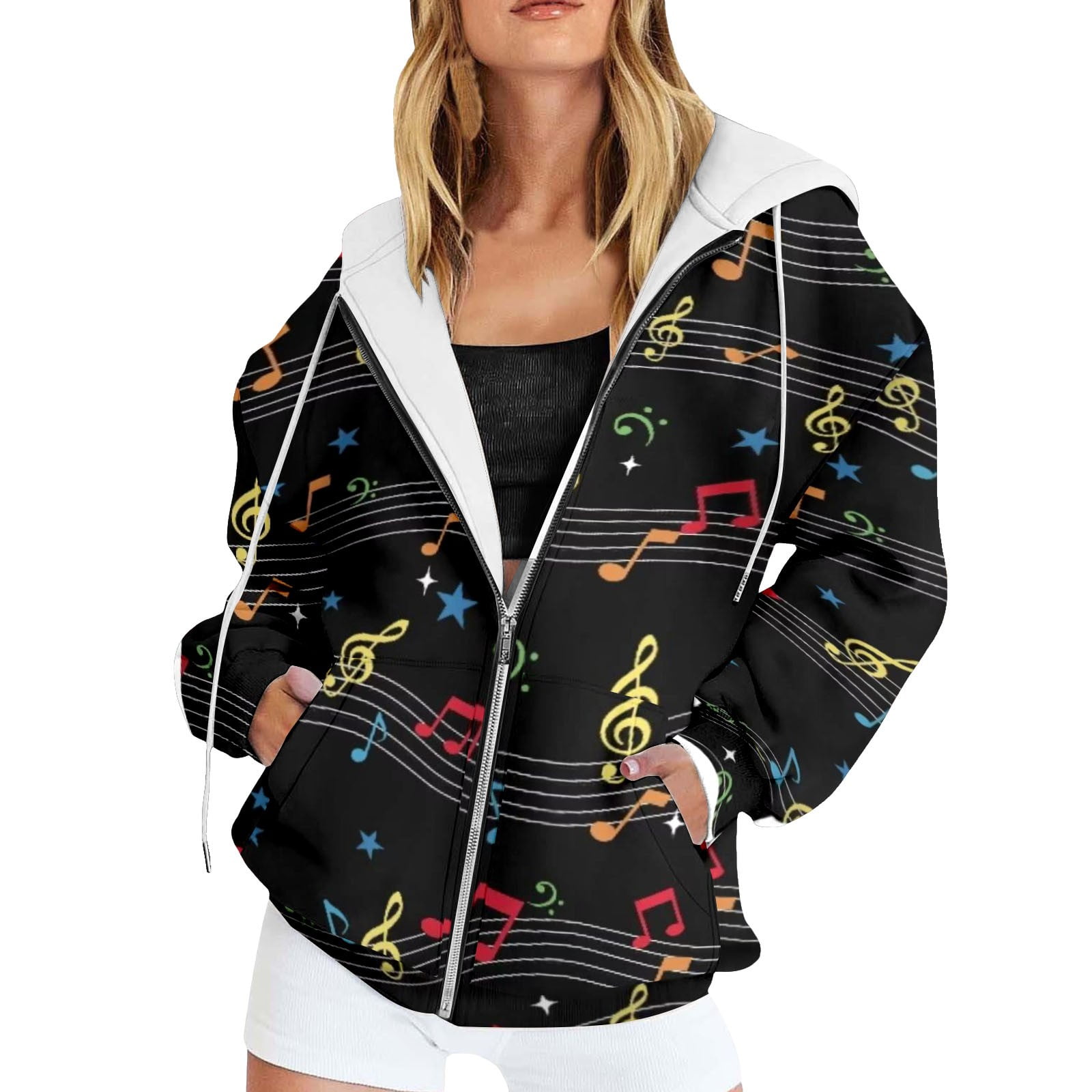 Arlun Full Zip up Hoodies for Women Trendy Colorful Graphic Print ...