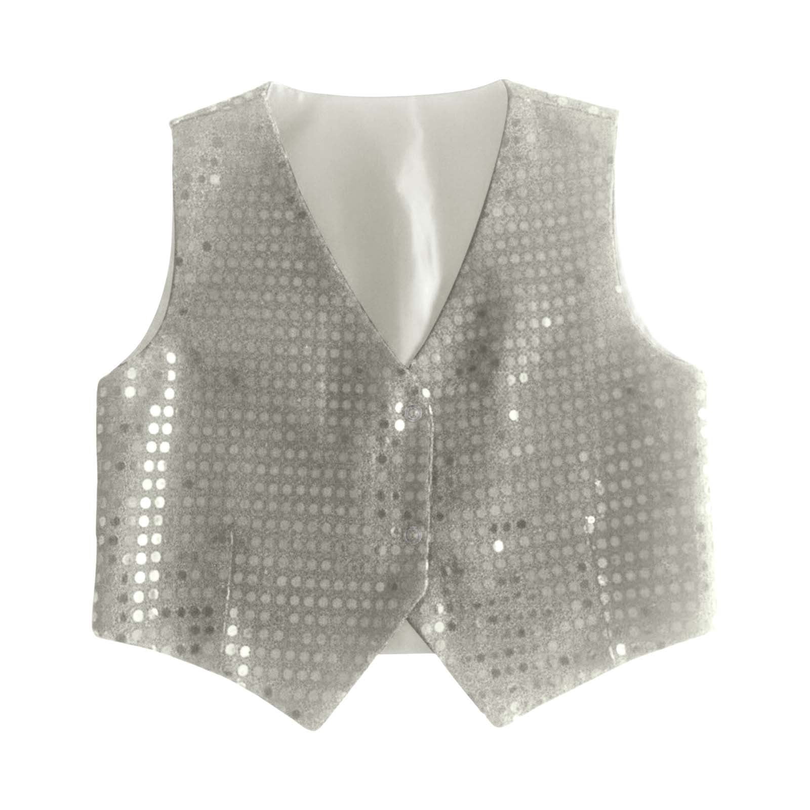 Arlun Girls Boys Shiny Carnival Party Vests Trendy V-Neck Sleeveless ...