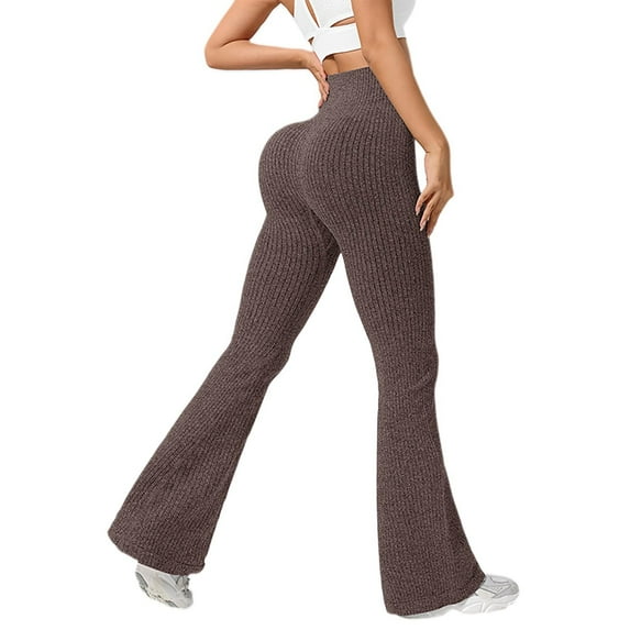 Arlun High Waisted Ribbing Knit Flared Yoga Pants for Booty Lifting ...