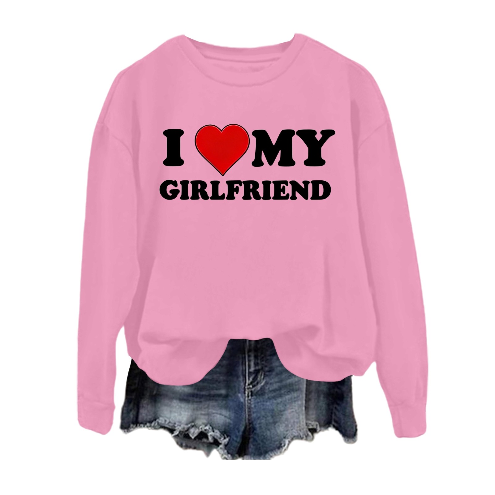 Arlun I Love My Girlfriend Crewneck Sweatshirts for Women Valentine's ...