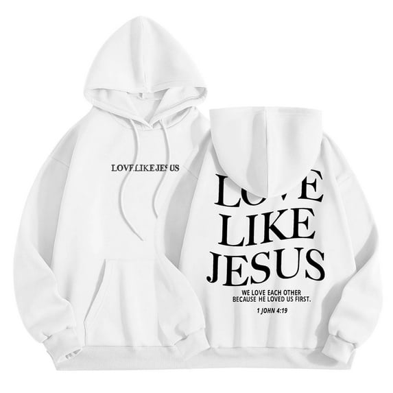 Arlun Jesus Loves You Full Zipper Hoodies Womens Loose Fit Long Sleeve ...