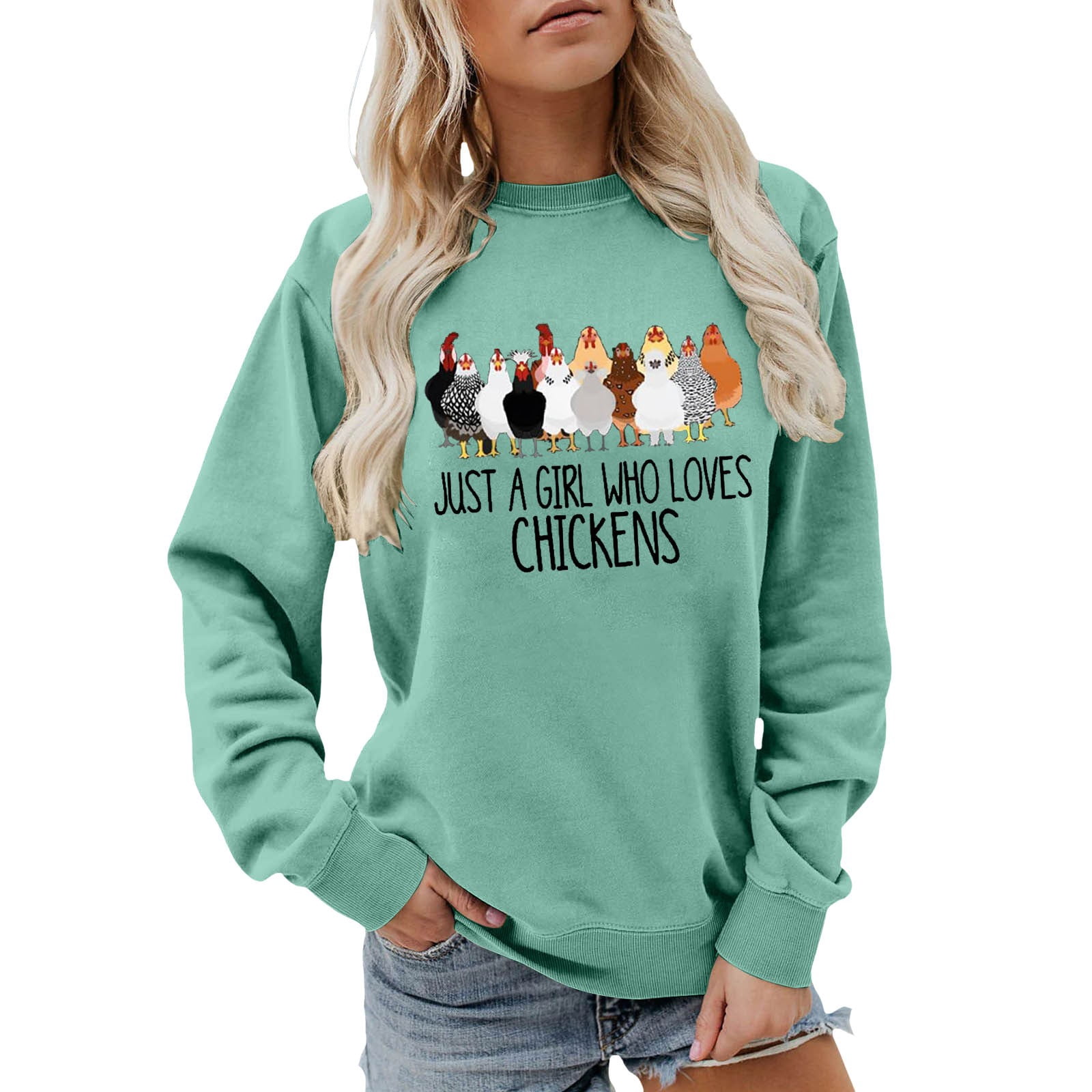 Arlun Just a Girl Who Loves Chickens Sweatshirts Women's Funny Chicken ...