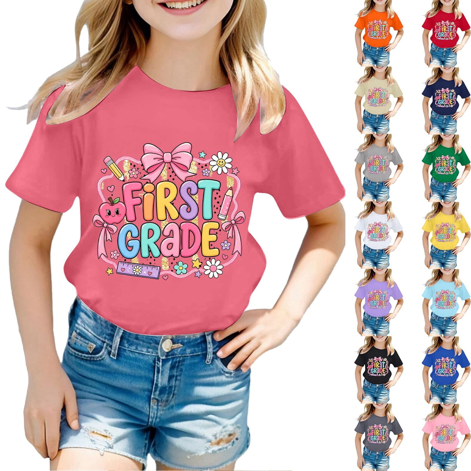 Arlun Kids Girls First Day of School T-Shirt First Grade Back to School ...