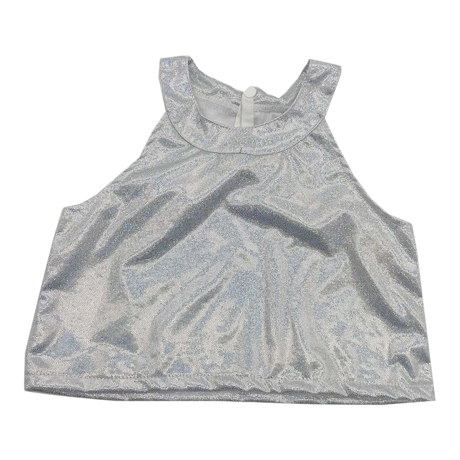 Arlun Kids Performance Sleeveless Crop Tops with Reflective Print Round ...