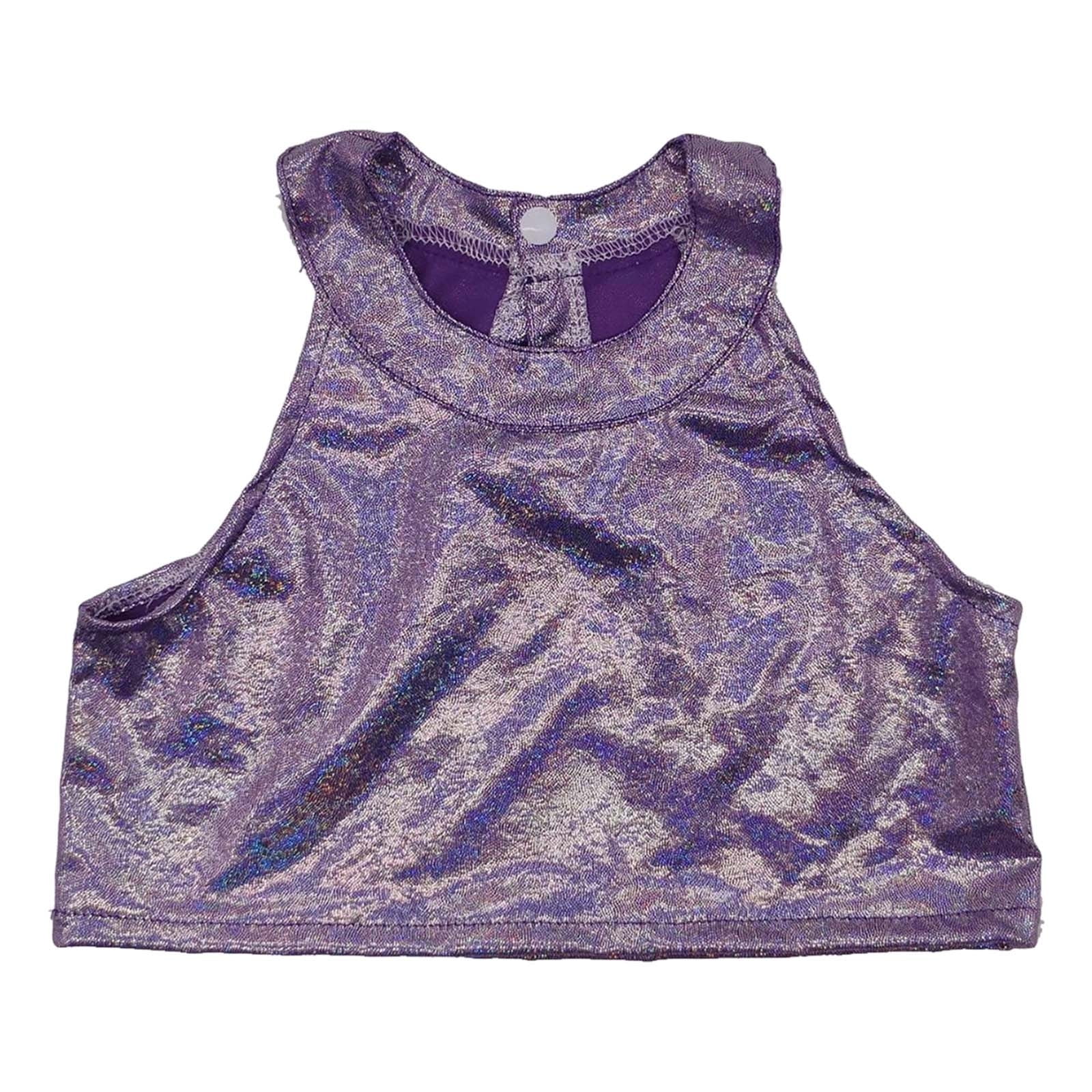 Arlun Kids Performance Sleeveless Crop Tops with Reflective Print Round ...