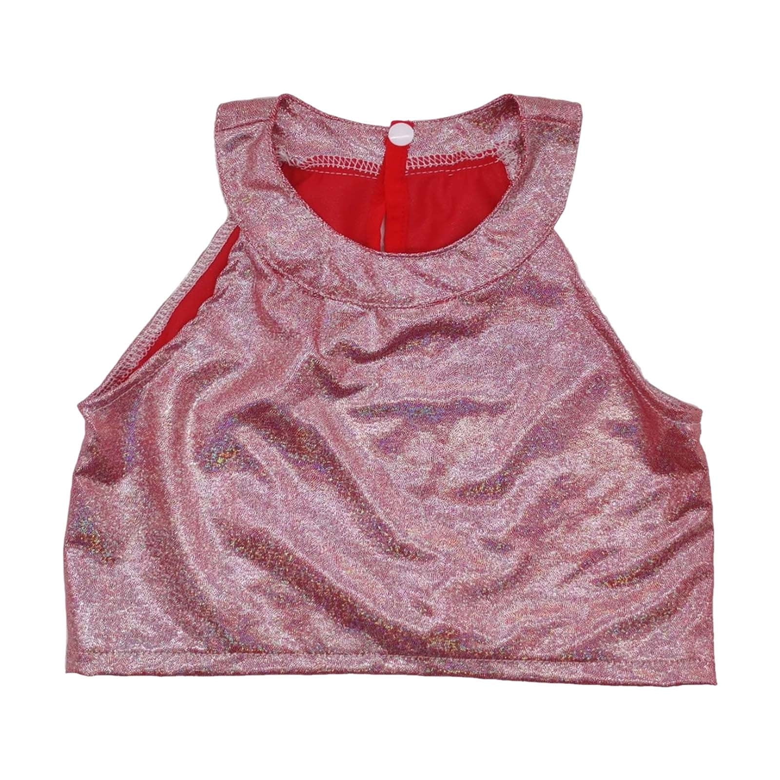 Arlun Kids Performance Sleeveless Crop Tops with Reflective Print Round ...