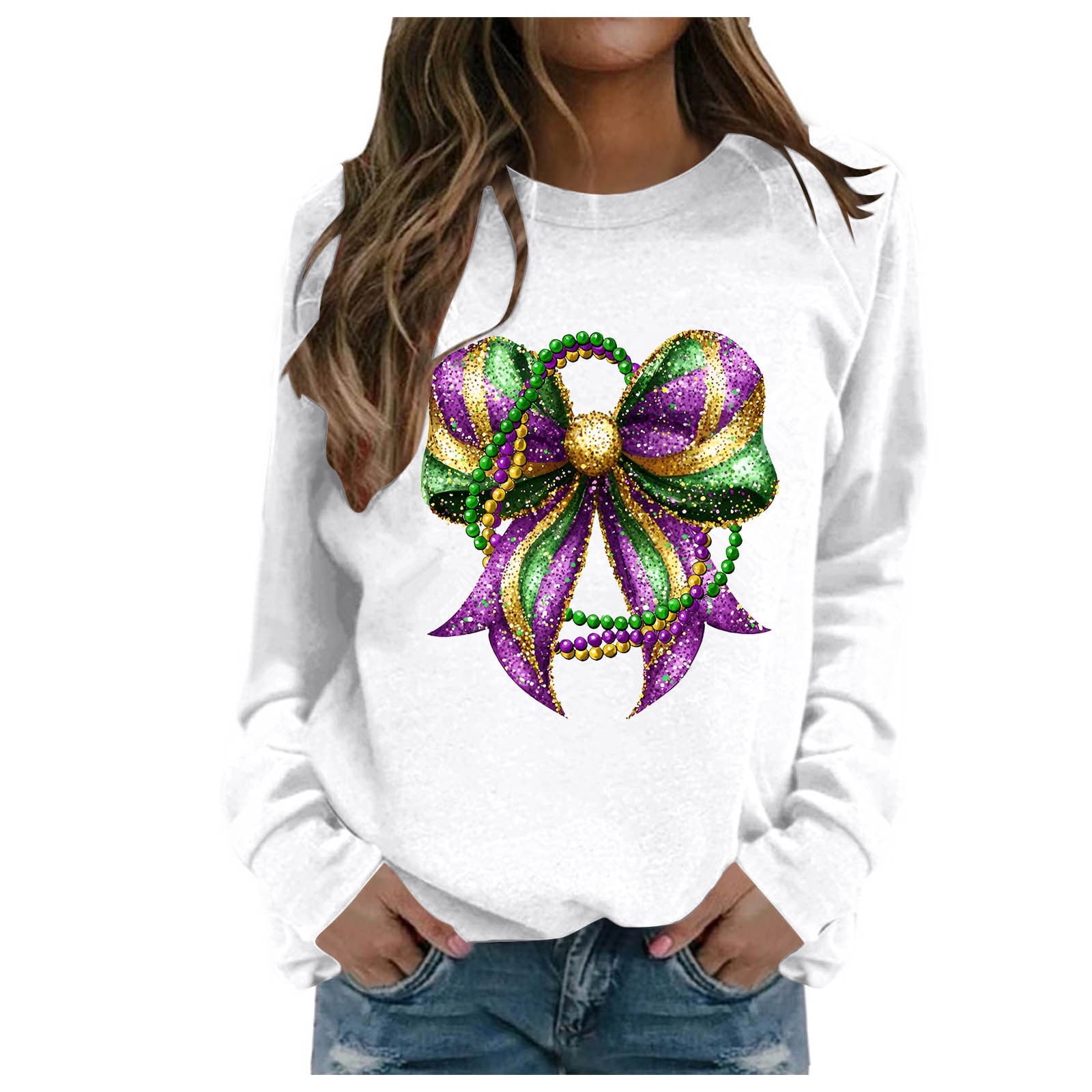 Arlun Mardi Gras Festival Crewneck Sweatshirts for Women Fashion ...