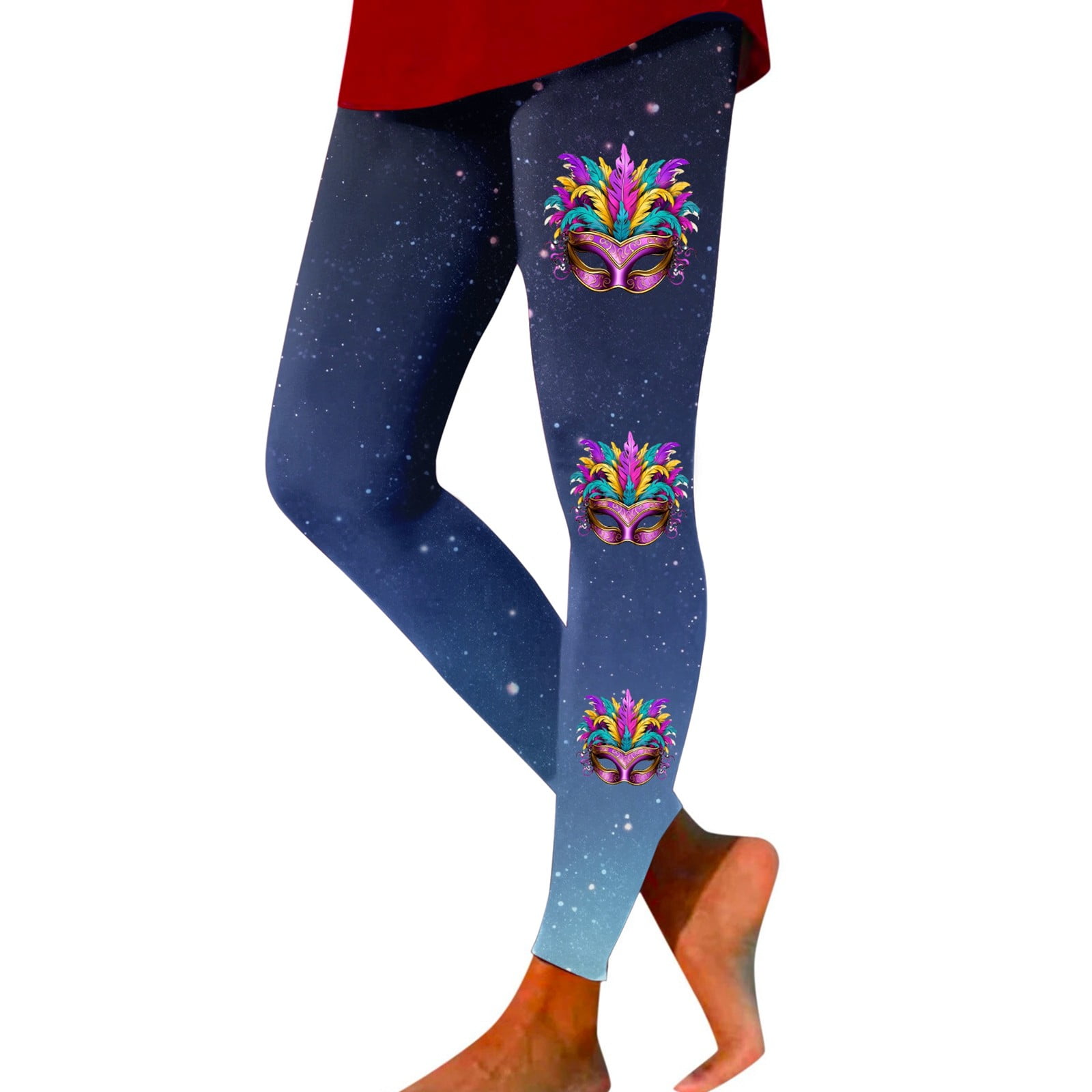 Arlun Mardi Gras Leggings for Women Fashion Ball Masks Graphic Gradient ...