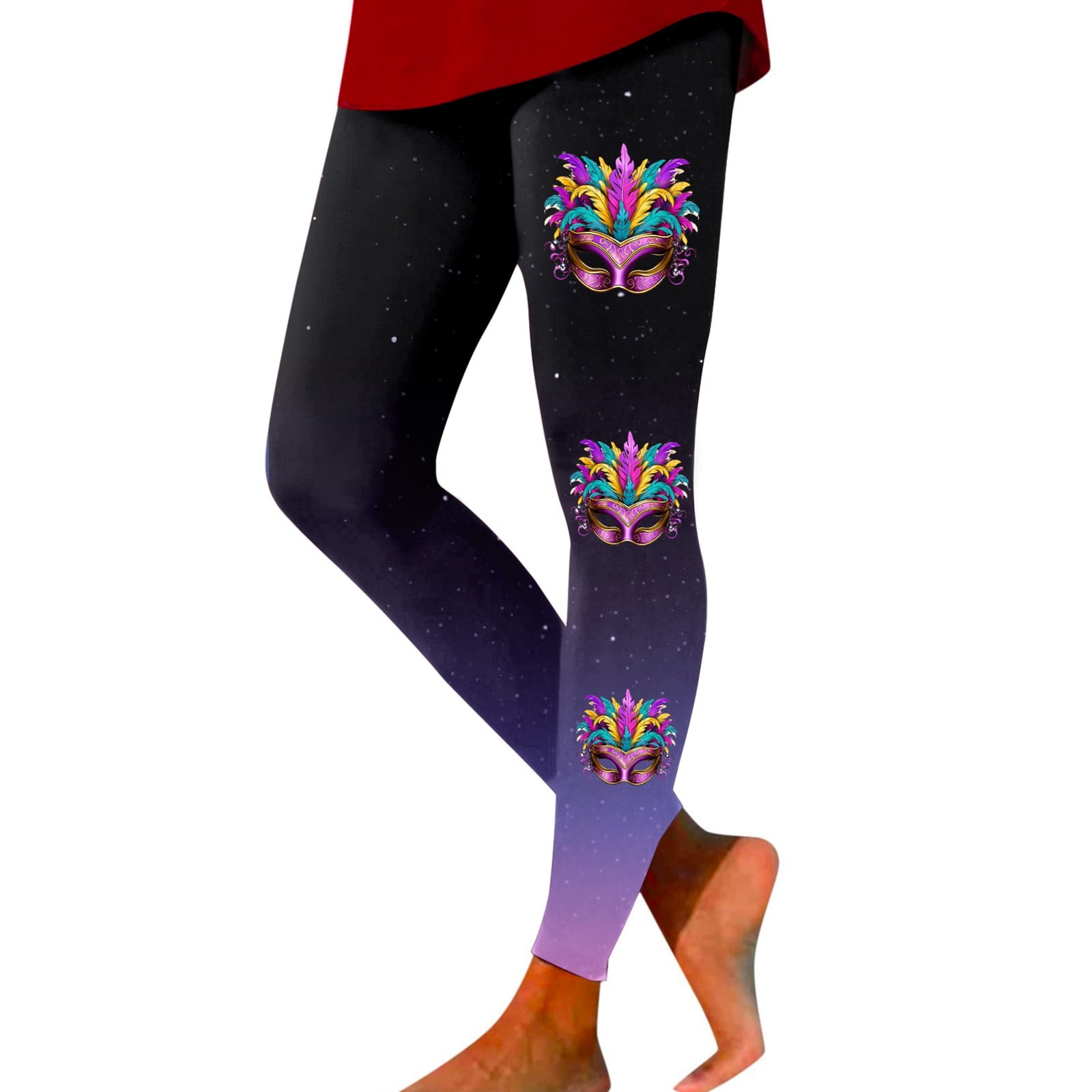 Arlun Mardi Gras Leggings for Women Fashion Ball Masks Graphic Gradient ...