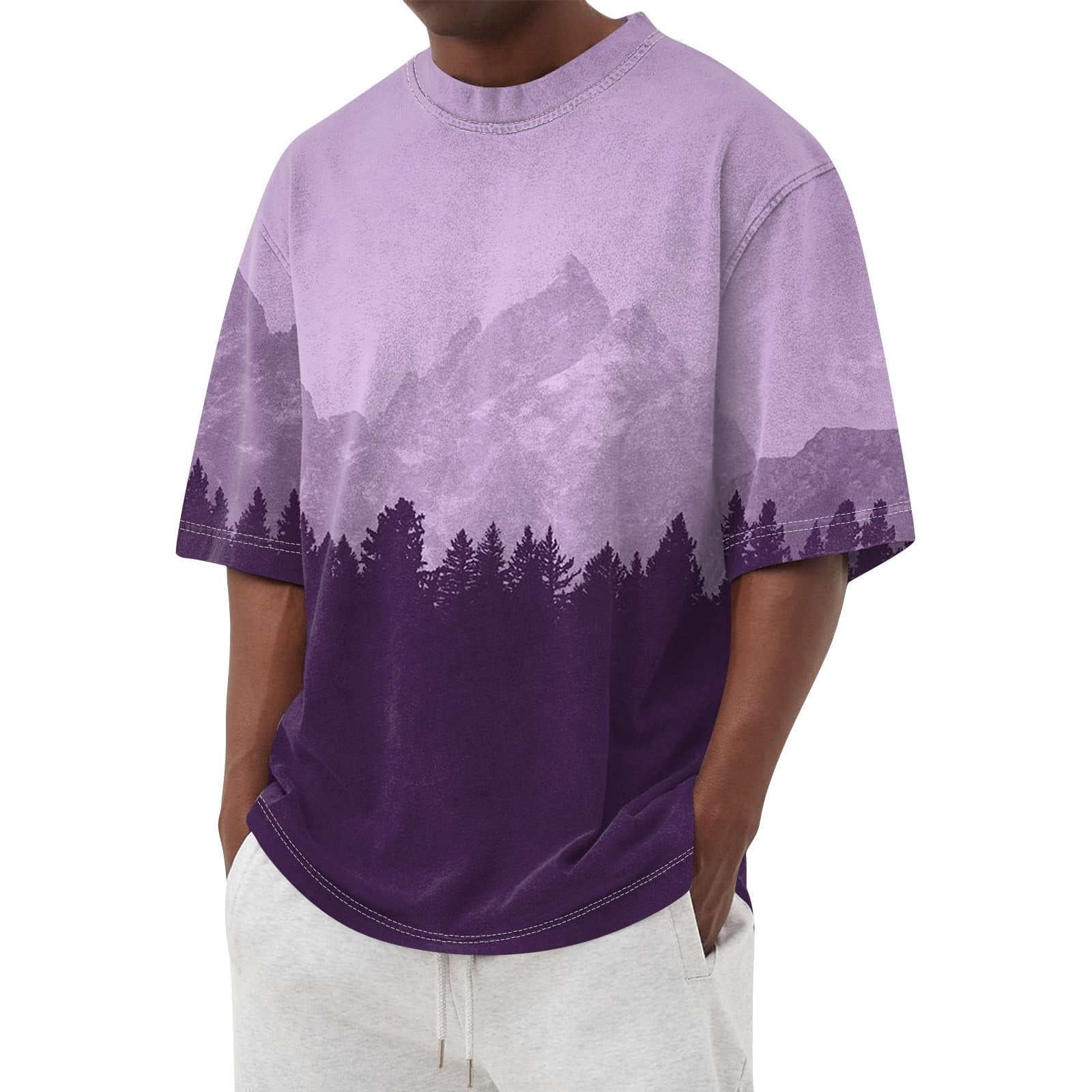 Arlun Men's Summer T Shirts 2026 Fashion Gradient Color Printed Classic ...