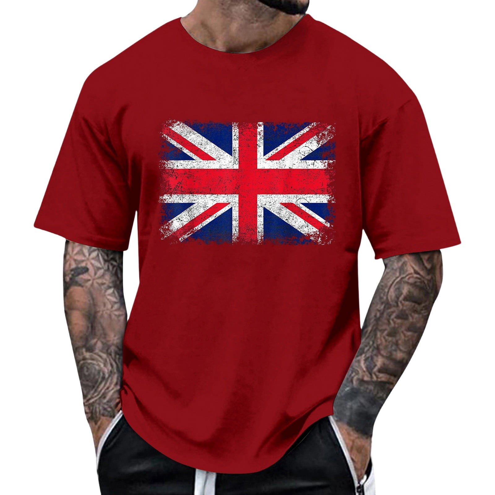 Arlun Mens Oversized T Shirts 2026 Summer Casual Fashion British Flag ...