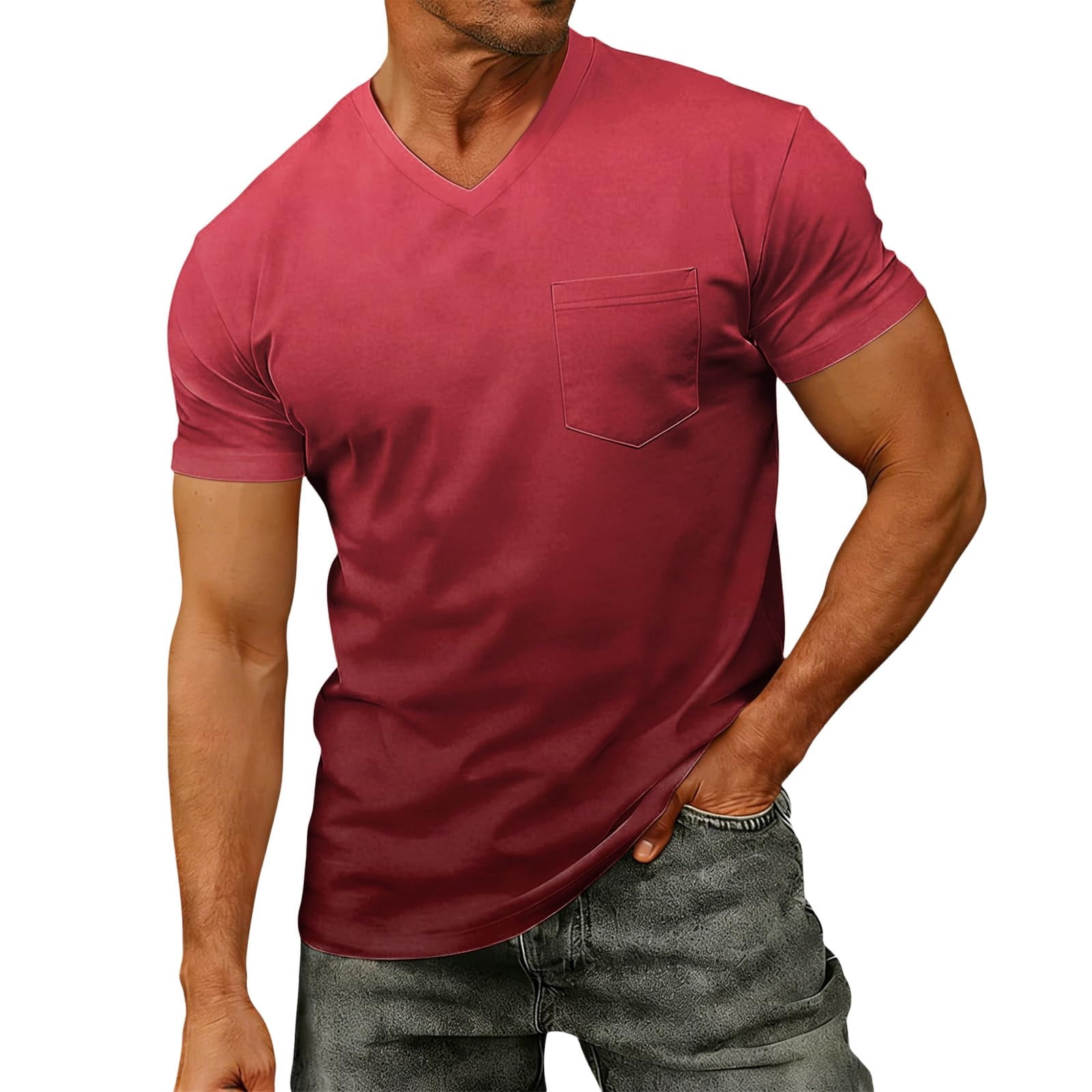 Arlun Mens Summer Stylish Gradient Color Beach T Shirts V-Neck Short ...