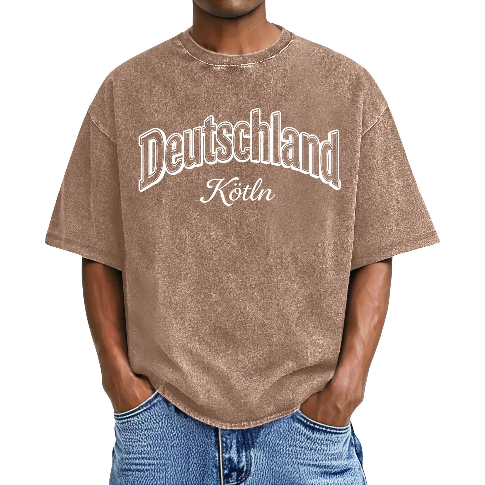 Arlun Mens Vintage Washed Oversized T-Shirts Fashion Letter Print ...