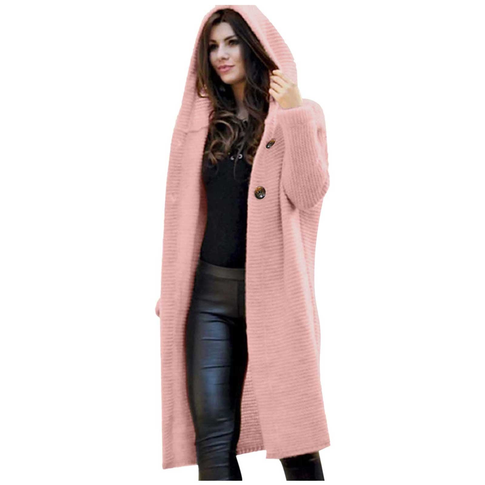 Arlun Oversized Hooded Long Cardigans for Women Cable Knitted Open ...