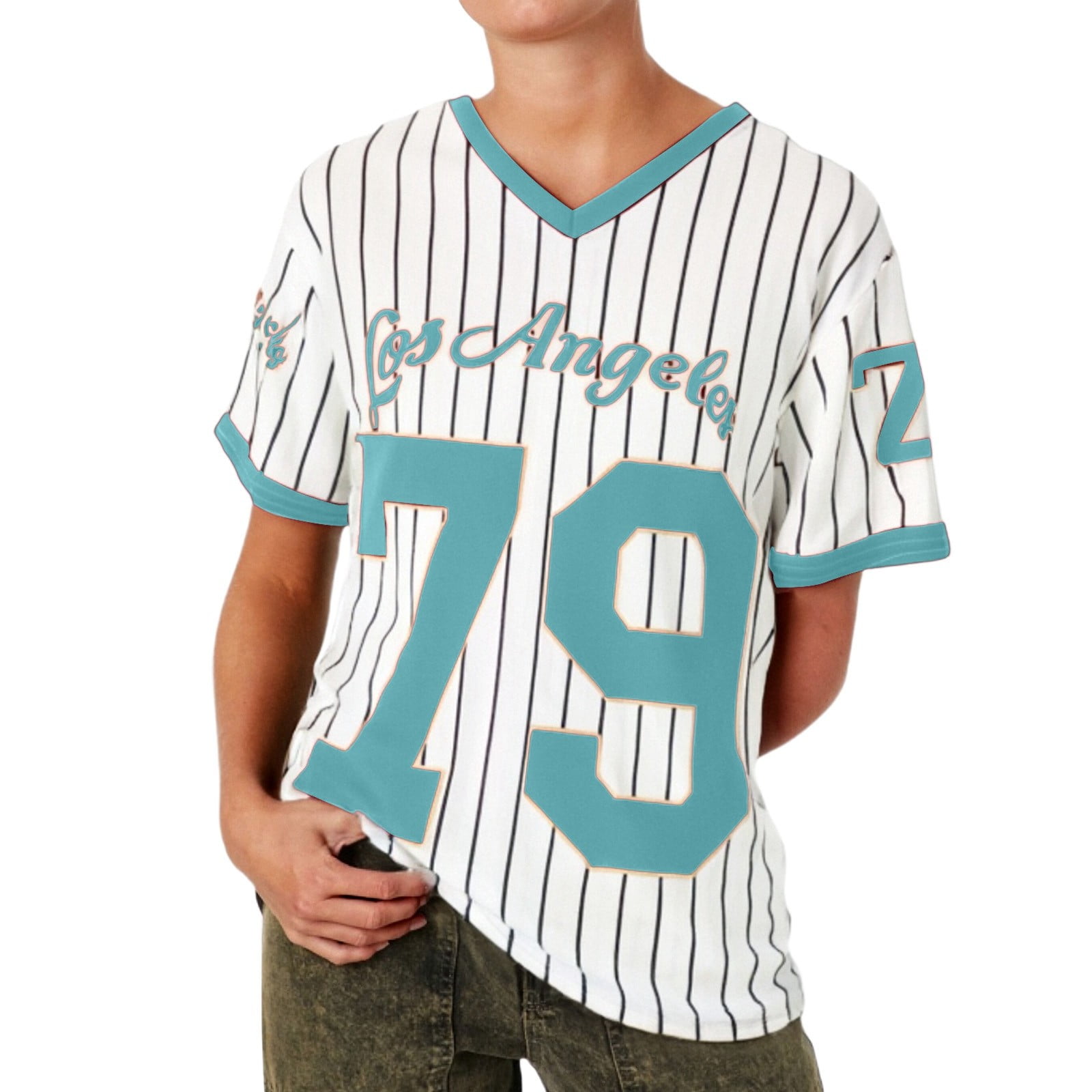 Arlun Oversized Striped Print Short Sleeve Tops for Women V-Neck ...