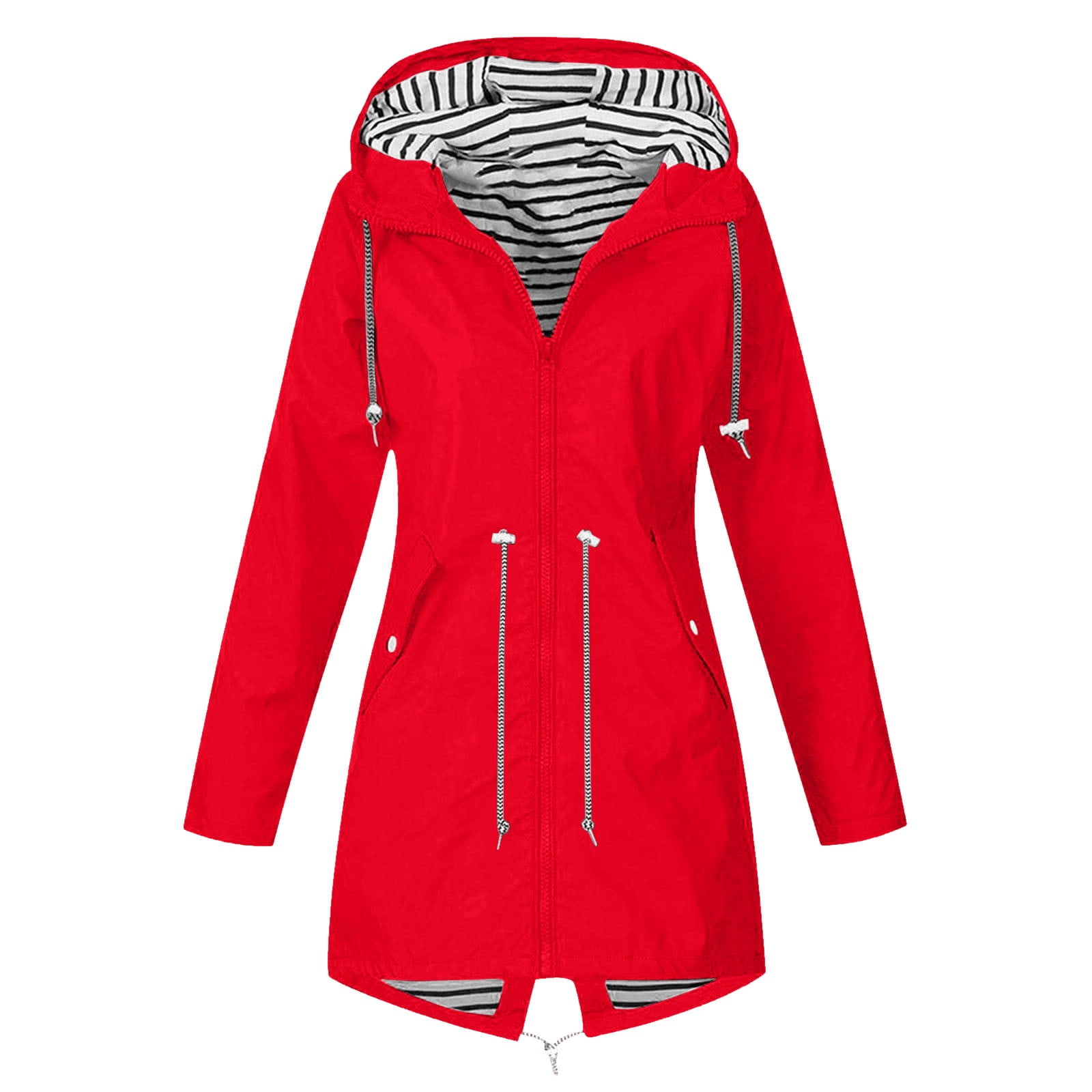 Arlun Oversized Striped Rain Jackets for Women Full Zipper up ...