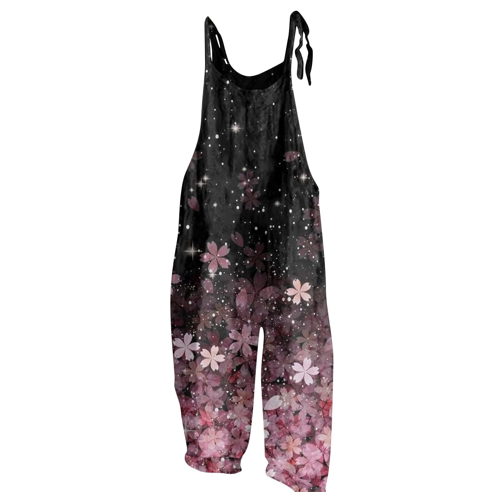 Arlun Plus Size Jumpsuits for Women Fashion Floral Print Sleeveless ...