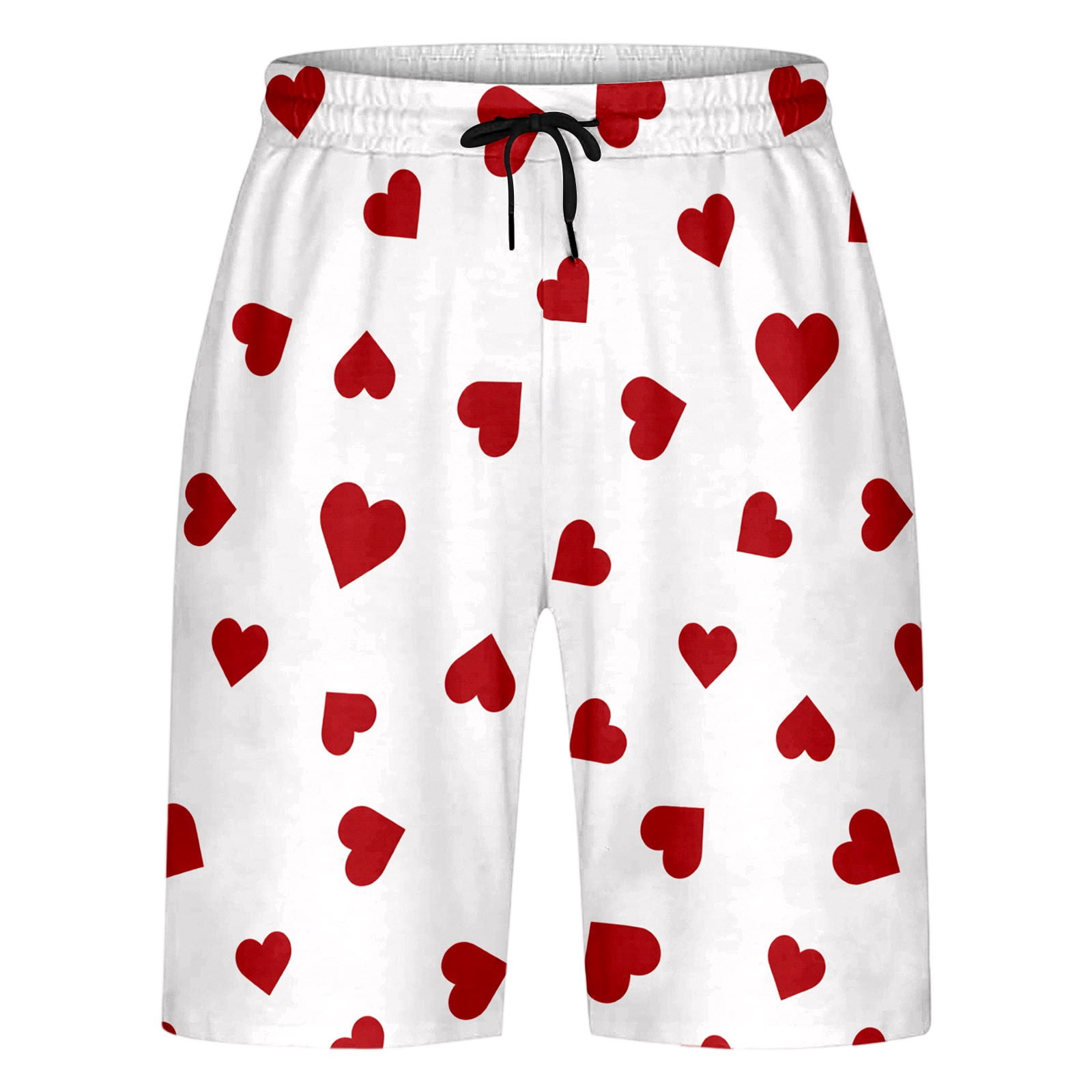 Arlun Plus Size Shorts for Women 2026 Fashion Red Hearts Pattern Print ...
