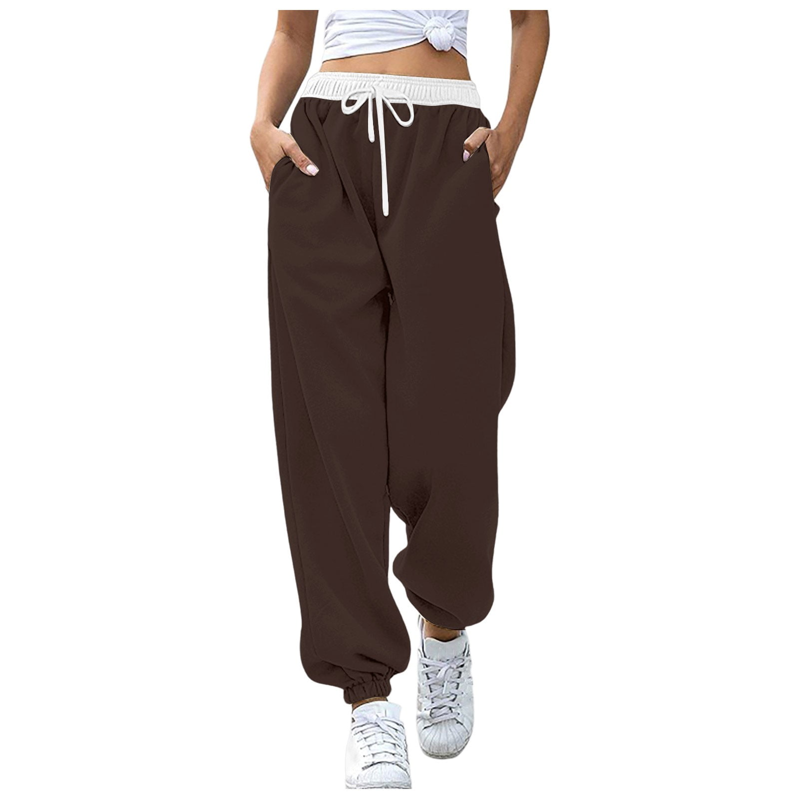 Arlun,Plus Size Sweatpants for Women High Waisted Drawstring Color ...