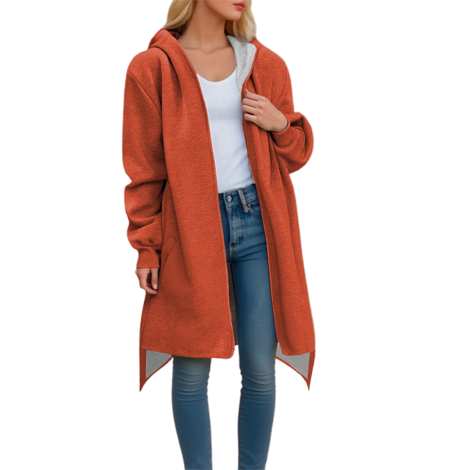 Arlun Plus Size Women's Full Zipper Coat Winter Fall Fashion Loose Warm ...