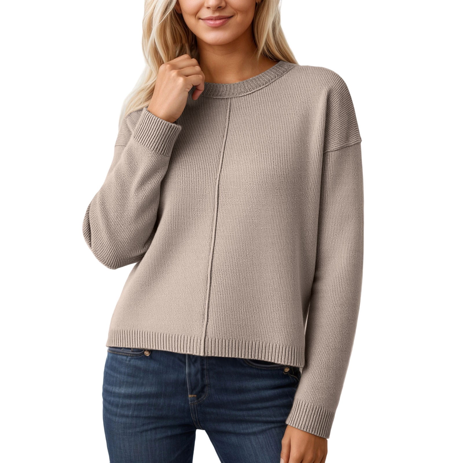 Arlun Pullover Sweaters for Women Crewneck Slouchy Long Sleeve Sweater ...