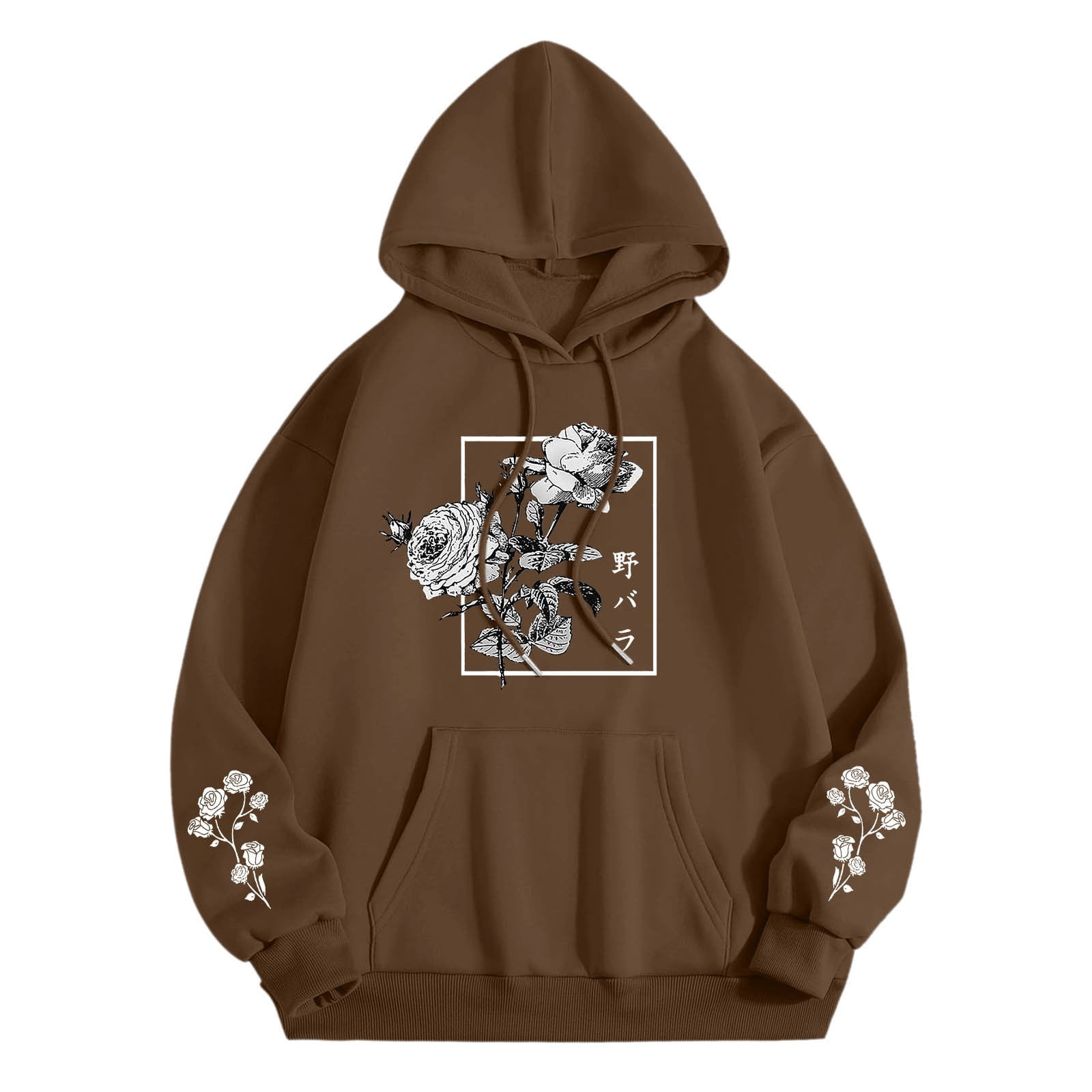 Arlun Rose Floral Graphic Hoodies for Women Long Sleeve Drawstring ...