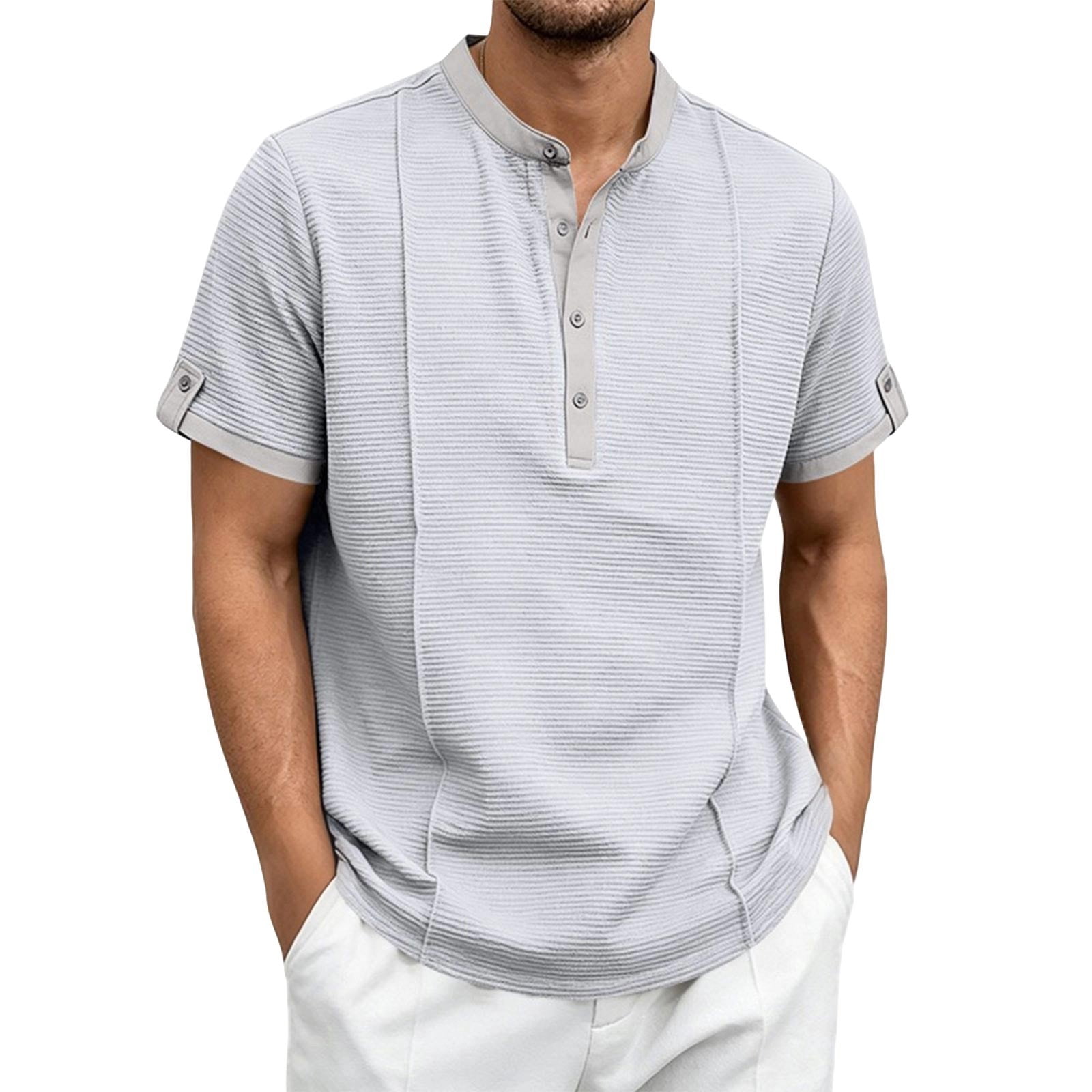 Arlun Short Sleeve Henley T Shirts for Men Oversized Button down V-Neck ...